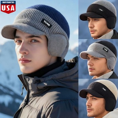 Dual-Tone Knit Baseball Cap with Ear Protection Outdoor Fashion Unisex ...