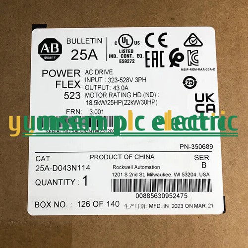 25A-D043N114 PowerFlex 523 22kW 30Hp AC Variable frequency Drive - | eBay