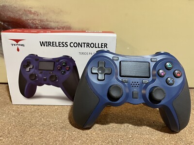 Terios P4-5S Wireless Gaming Controller for PS4 Vibration w/ Turbo Blue ...
