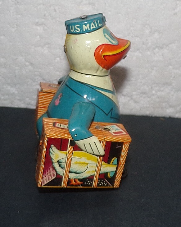 Vintage 50's T.P.S. Japan Tin Wind Up U.S. MAIL Duck for Parts / Repair ...