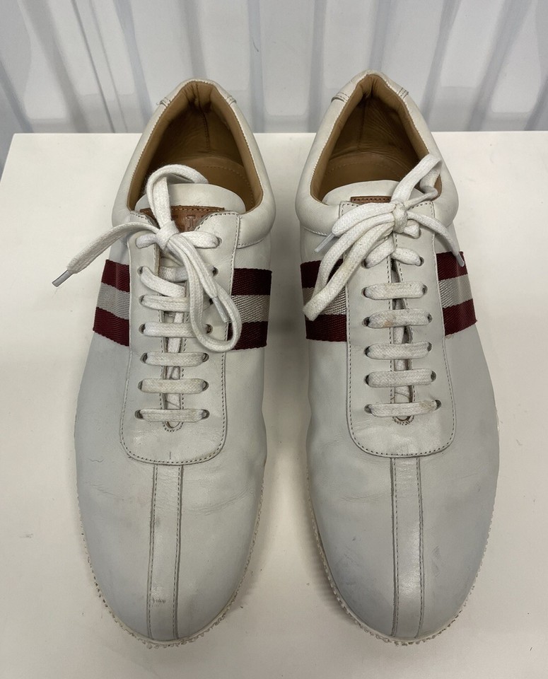 Bally Men Shoes White Frenz Freenew Leather Stripe Sneakers Size 10 | eBay