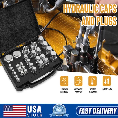 56PCS BSPP Hydraulic Galvanized Steel Cap and Plug Kit with Precision ...