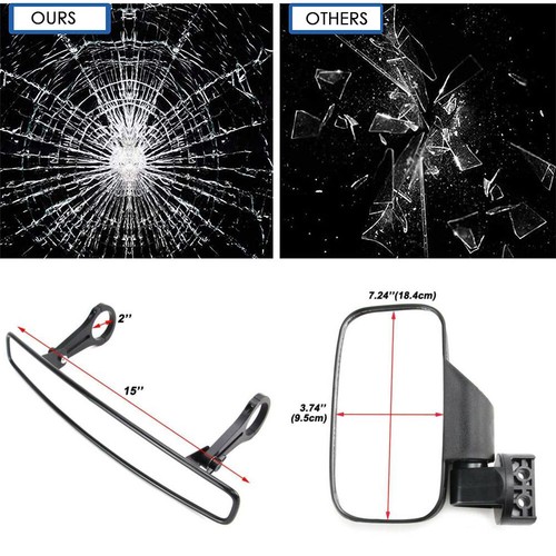 UTV Rear View Center & Side Mirrors Set For Polaris Ranger RZR XP Crew ...