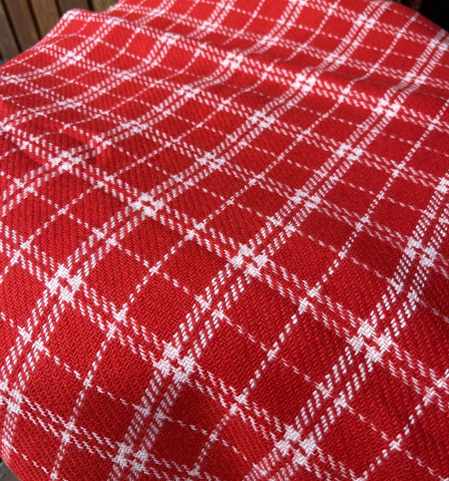 Vintage Retro Red & White Plaid Wool Woven Fabric 2M X 1.4M | eBay