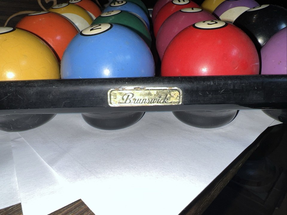 HYATT VINTAGE BILLIARD POOL BALL Set 2”, On Brunswick Original Tray. 16 ...
