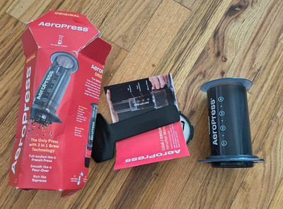 Open box AeroPress Original Coffee and Espresso Maker 1-3 Cups Coffee ...