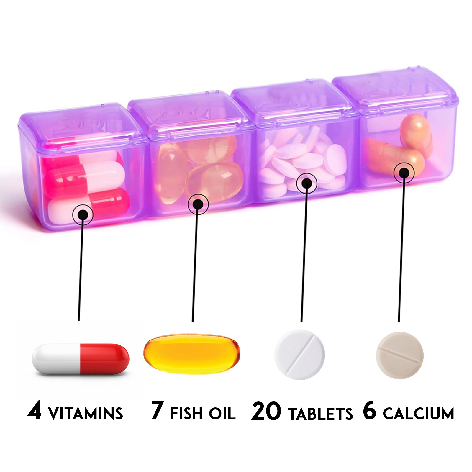 Weekly Pill Box Large Medication Organiser 7 Day 28 Compartments ...