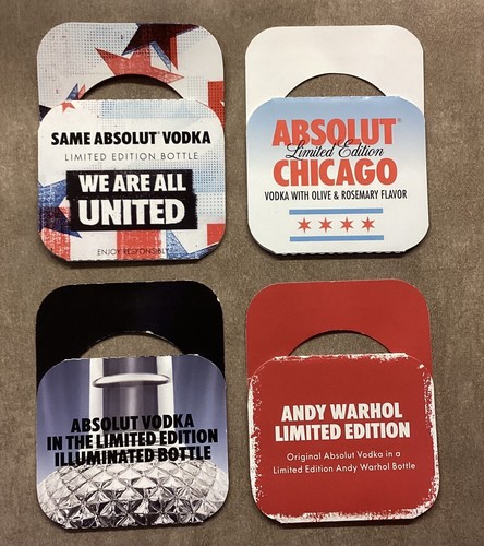 Absolut Vodka -bottle Neck Tag (4) WARHOL, CHICAGO, ILLUMINATED BTL ...