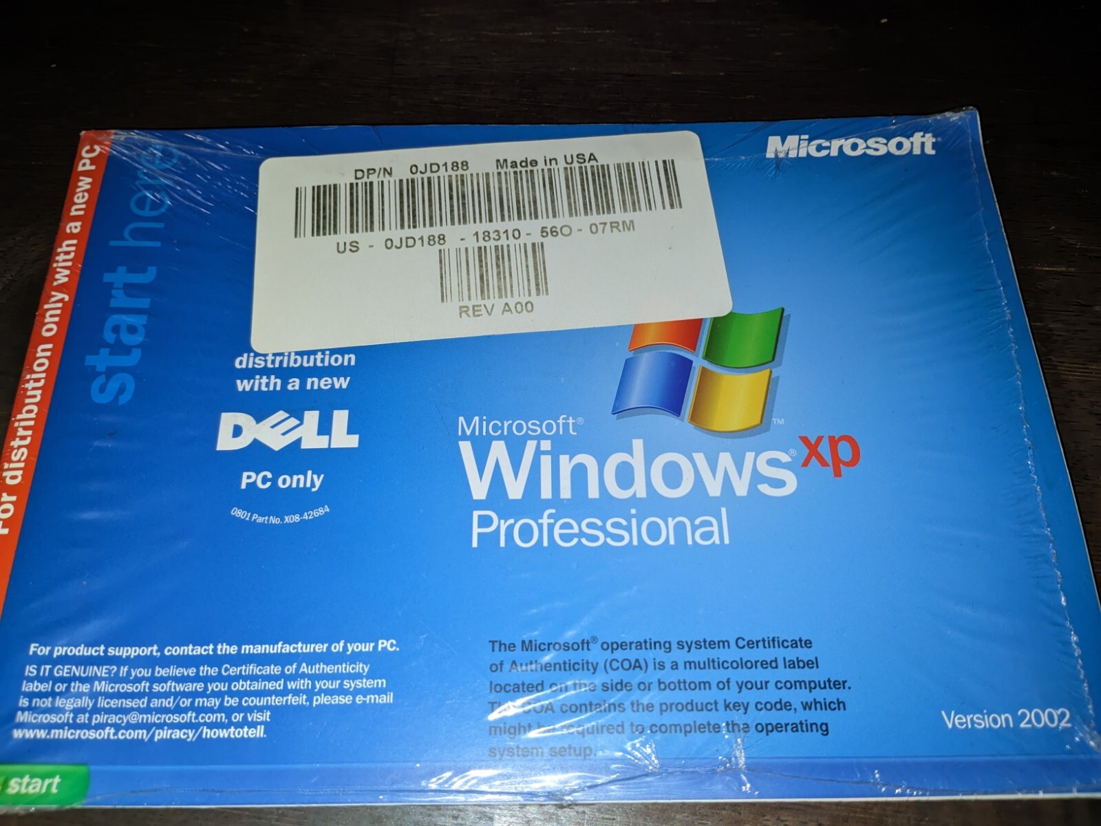 Dell Windows XP Pro Re-install CD SP2 Sealed - 0JD188 Media only no key ...