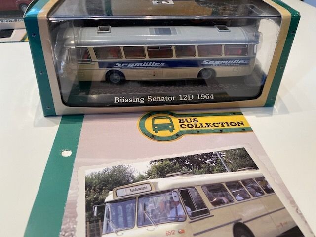Atlas Bus Collection Büssing Senator 12D BJ.1964 Grau-Beige in Vitrine ...