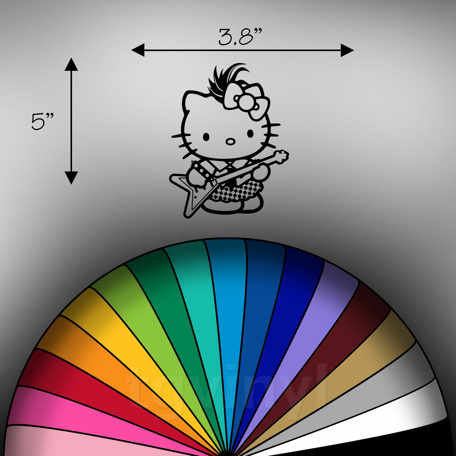 5" HELLO KITTY ROCKSTAR Vinyl Decal Sticker Car Window Music Rock n ...