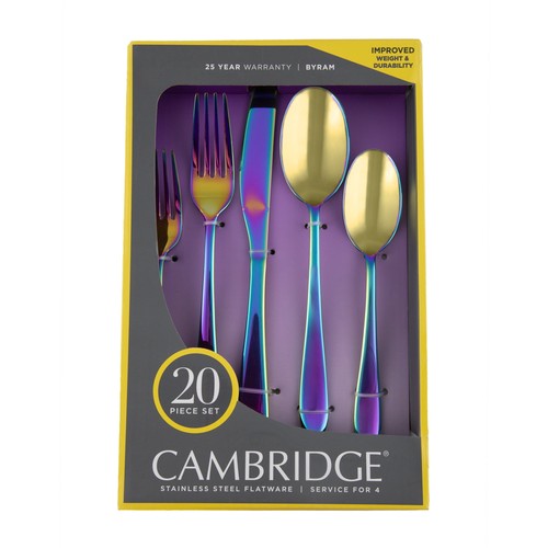 Cambridge Silversmiths Byram Rainbow Mirror 20-Piece Flatware Set, Service for 4 | eBay