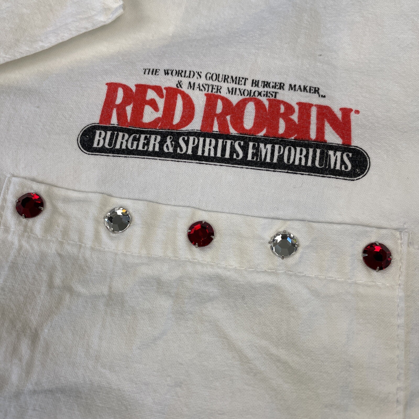 Vintage 80s Red Robin Burgers Restaurant Shirt Sz Large Rhinestone ...