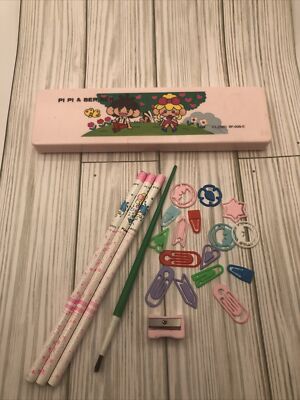 VINTAGE FLOMO PI PI & BER BER PENCIL PINK PENCIL CASE & SUPPLIES RP-003 ...