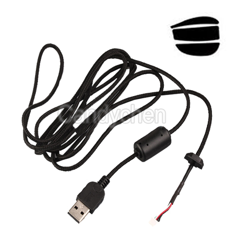Mouse Mice USB Nylon Braided Cable Line Wire & Feet Skate For Logitech ...