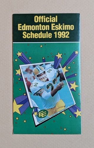 1992 Edmonton Eskimos Football Pocket Schedule CFL 🏈🏈🇨🇦 | eBay