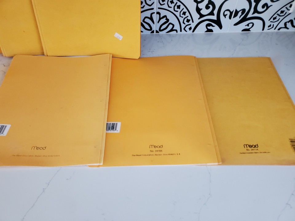 Vintage Mead Portfolio Folder Lot of 15 School 1990 Yellow Folders ...