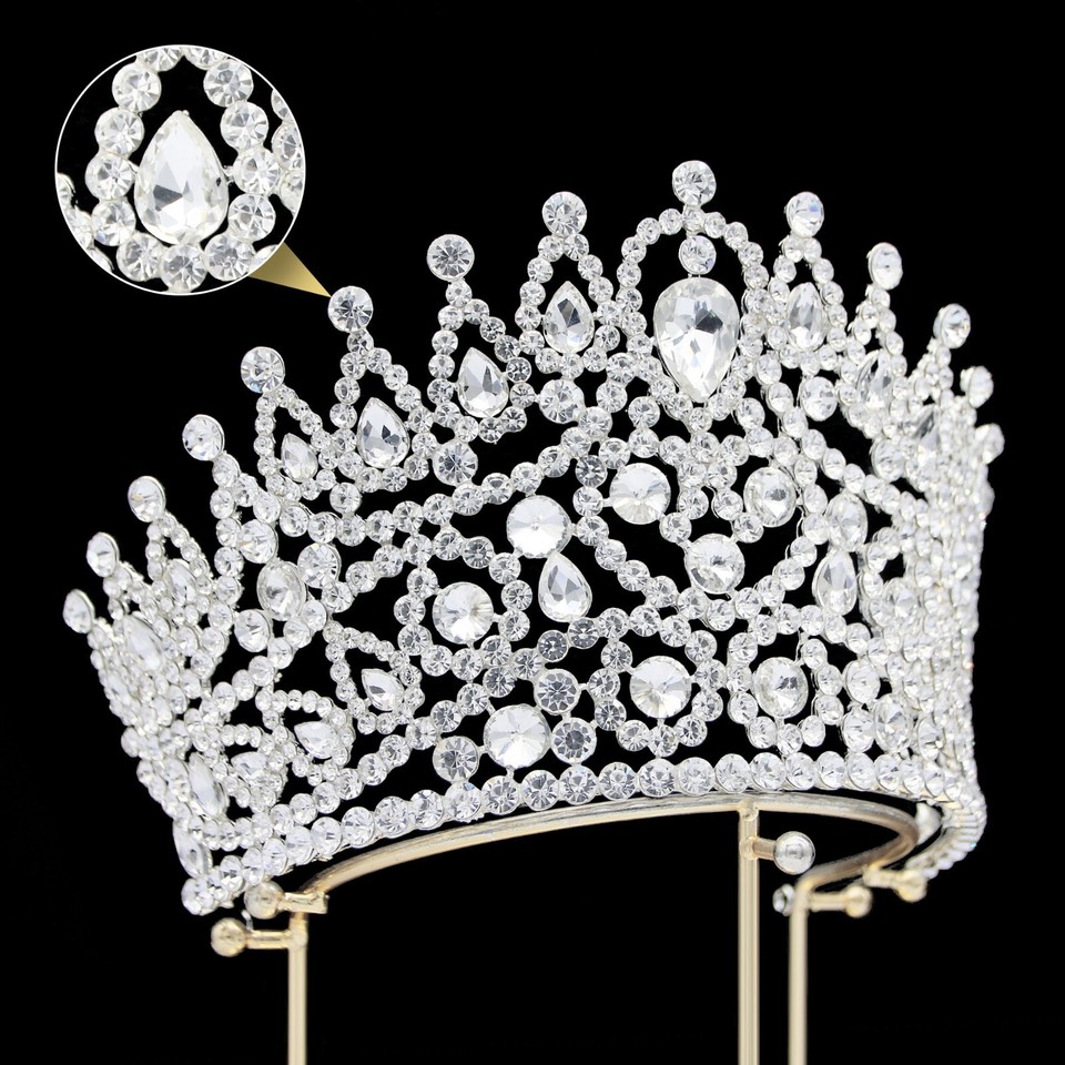 12.6cm Tall Crystal Huge Tiara Crown For Women Wedding Bridal Queen ...