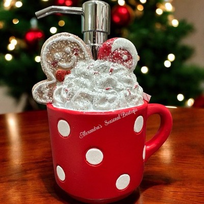 Christmas Soap / Lotion Dispenser Mug Hot Cocoa Gingerbread Whipped ...