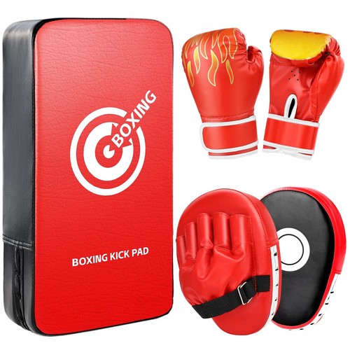 3-in-1 Boxing Gloves Punching Mitts Kick Pack Set for Kids, Curved ...