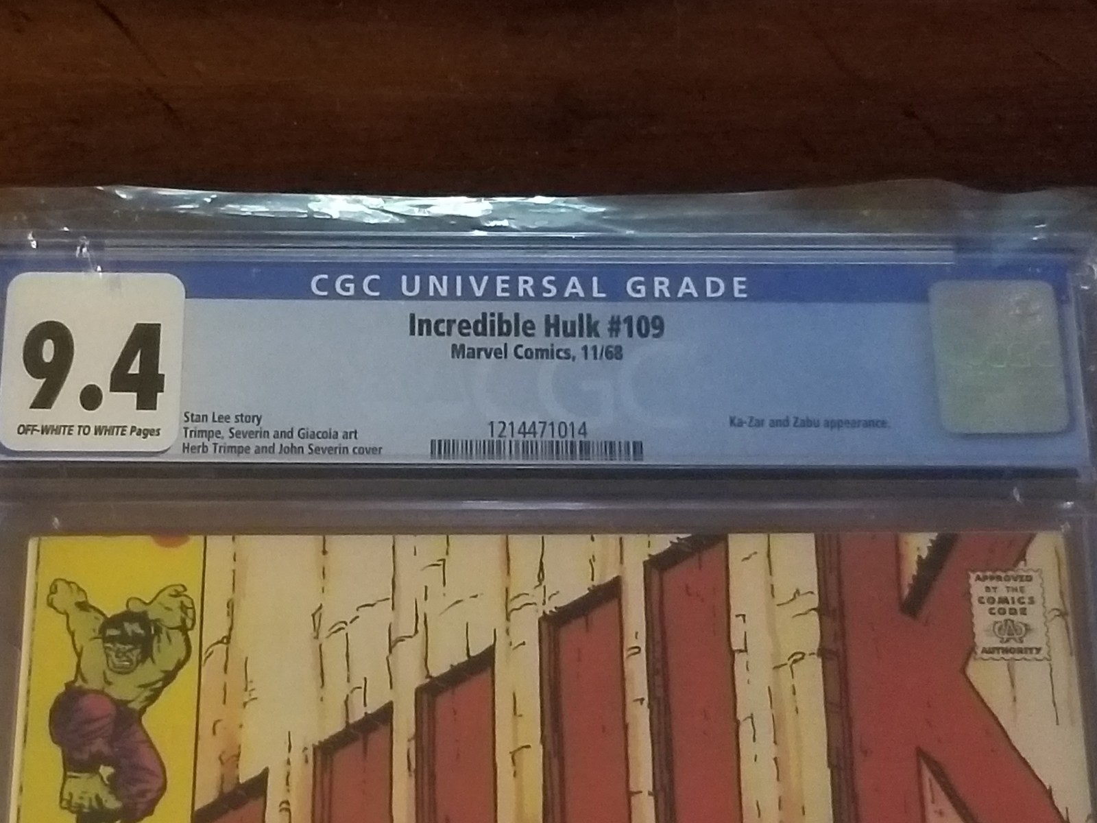 The Incredible Hulk #109 (Nov 1968, Marvel) CGC 9.4 181 | eBay