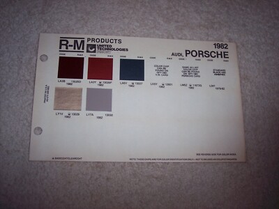 1982 PORSCHE EXTERIOR R-M PAINT CHIP COLOR CHART #405 | eBay