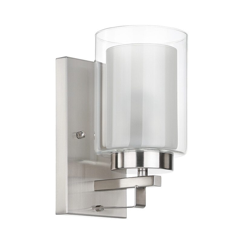 Wall Light 1 Light Bathroom Vanity Lighting Dual Glass Shade Wall Mount ...