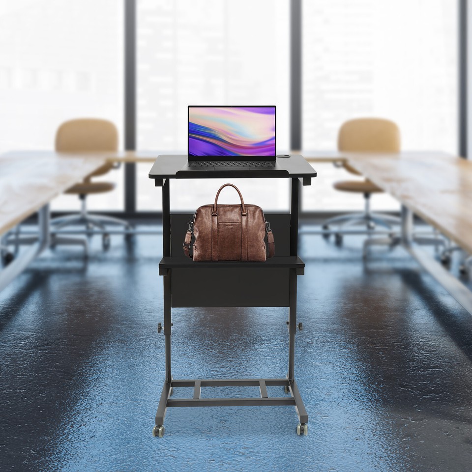 Floor Standing Pulpit Lectern Rolling Podium w/ Wheels, Heavy Duty ...