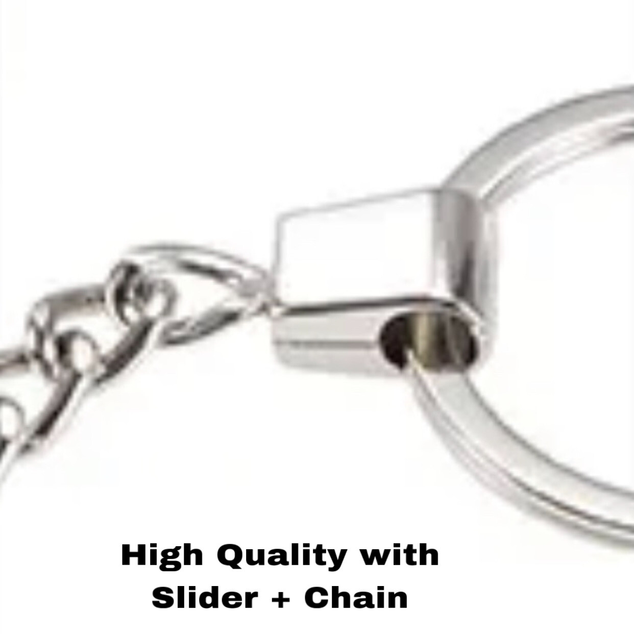 FLAT SPLIT RING WITH SLIDER + CHAIN 32MM BLANKS KEYRING LOOP LINK CHAIN ...