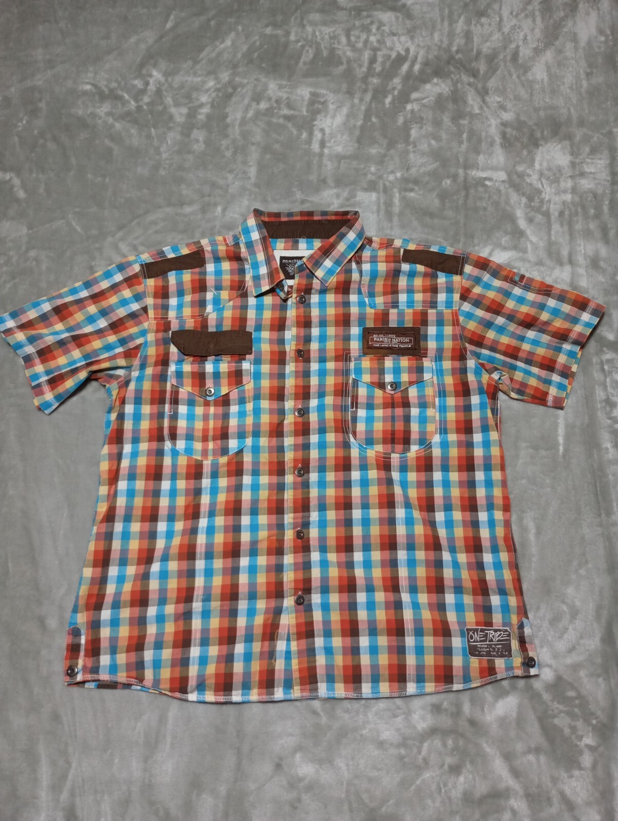 Parish Nation Mens Button Up Shirt XXL Grunge One Tri… - Gem