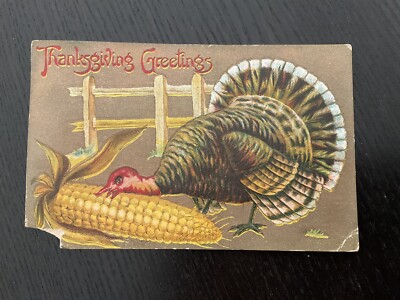 Thanksgiving Greetings, Turkey Eating Corn on Cob, Postcard | eBay