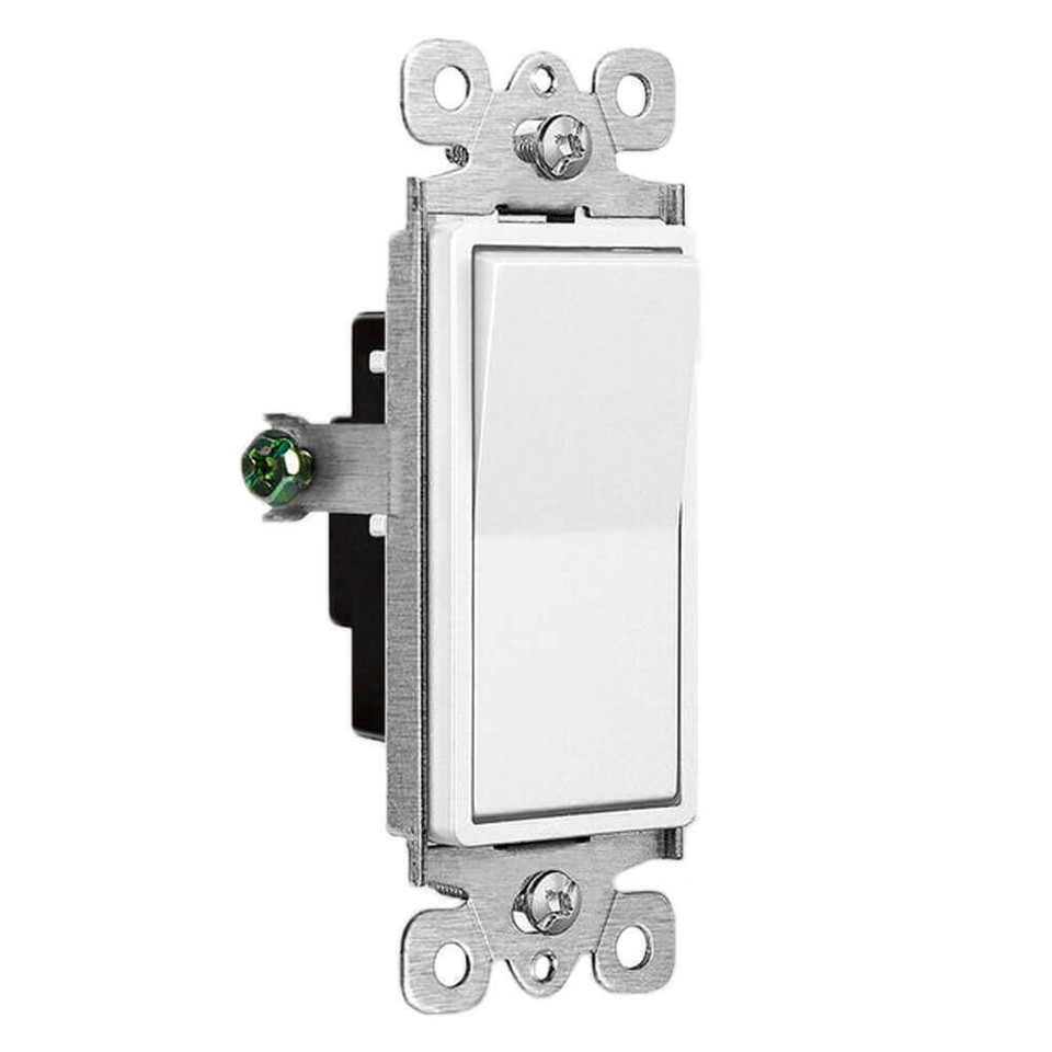 15Amp 120/277 Volt Decora Rocker Single-Pole Light Switch Wall White UL ...