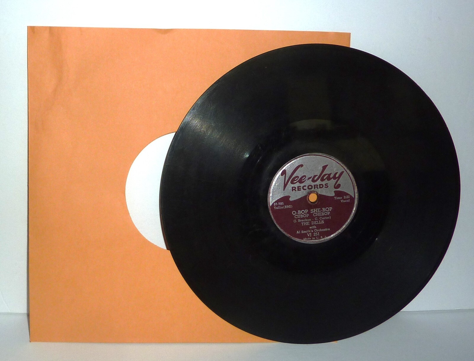 10" - 78 RPM SHELLAC RECORD by THE DELLS "O-BOP SHE-BOP" (1957) FUNK ...