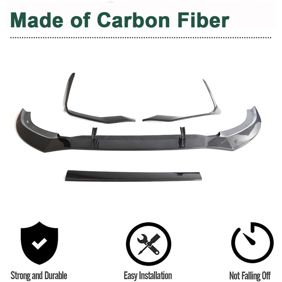 For Audi RSQ8 RS Q8 2020 UP REAL CARBON FIBER Front Bumper Lip Spoiler ...