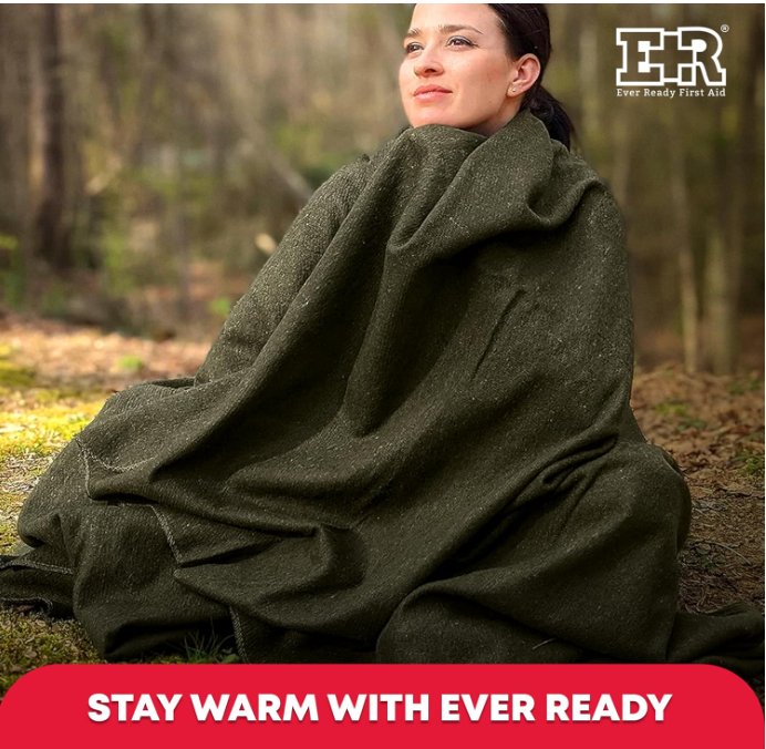 US Military Wool Blanket (80% Wool) Thick Washable 66" x 90" Heavy Wool ...