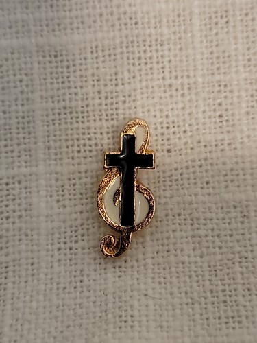 TREBLE CLEF WITH CROSS CHRISTIAN MUSIC PINBACK PIN | eBay