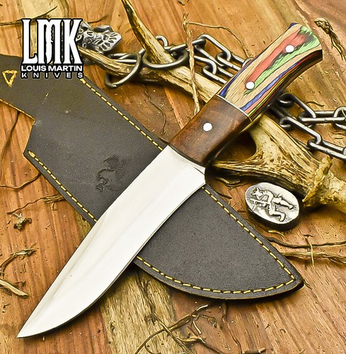 LMK Handmade Full Tang Knife AUS-8 Steel Hard Wood Wooden Bolster ...