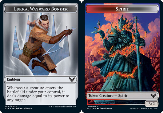 MTG - Emblem - Lukka, Wayward Bonder // Spirit Token - Foil, Strixhaven ...