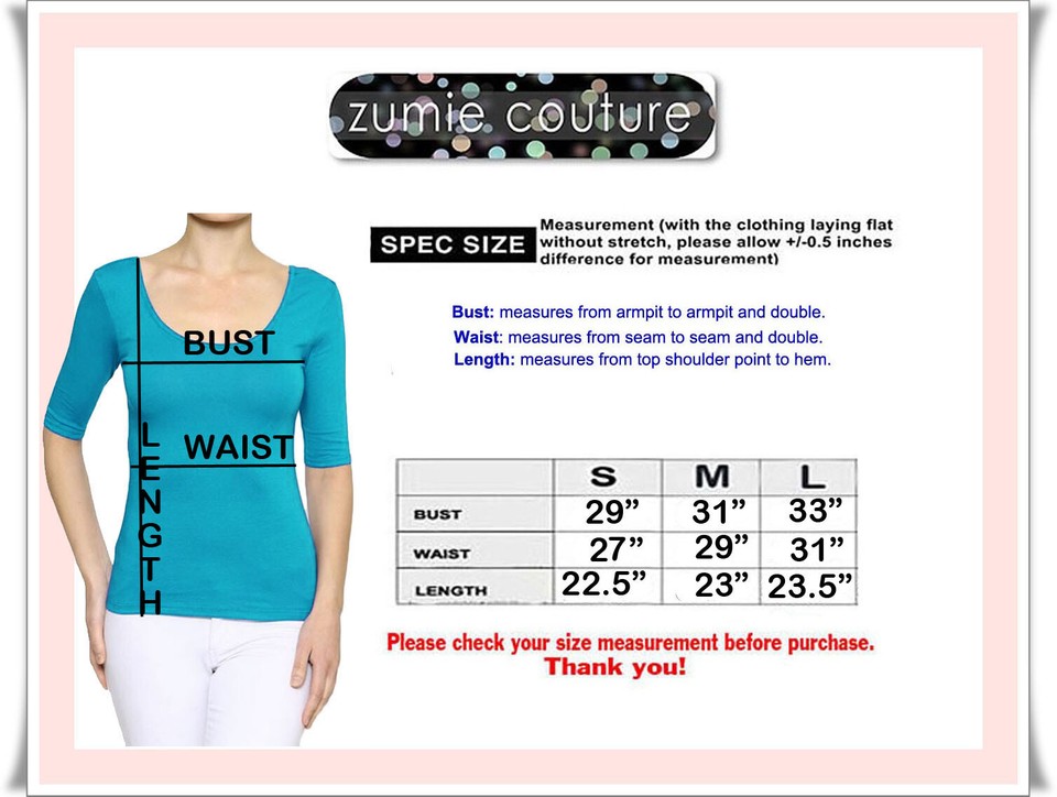 Solid Casual Cotton Scoop-Neck Half Sleeve Fitted Top S ~ L | eBay