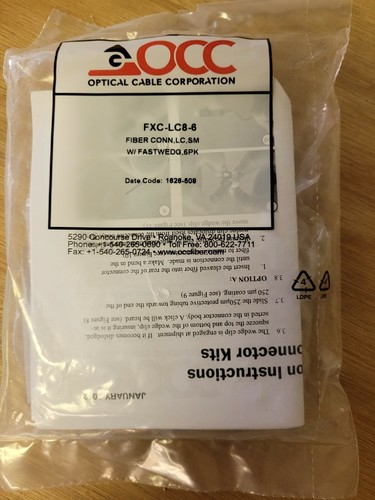 OCC Optical Cable Corp. Fiber Conn, LC, SM w/fastwedge 6pk, FXC-LC8-6 ...
