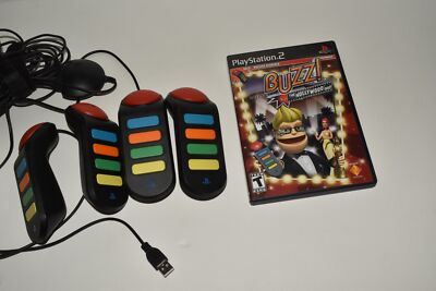 BUZZ HOLLYWOOD QUIZ W/ BUZZERS CONTROLLERS PS2 Sony PlayStation 2 ...