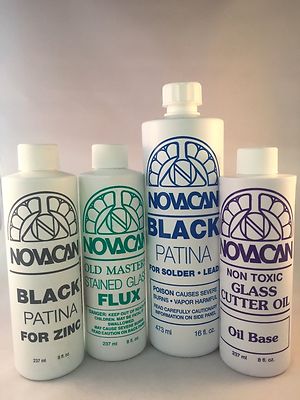 Novacan Black Patina for Lead 16 oz & Zinc 8 oz & Flux 8 oz + Cutter ...