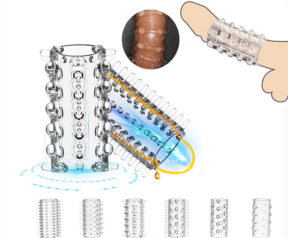 6PCS Silicone Penis Sleeve Extension Enhancer Extender Enlarger ...