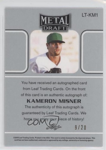 2019 Leaf Metal Draft 1990 Throwback Auto Pink /20 Kameron Misner #LT ...