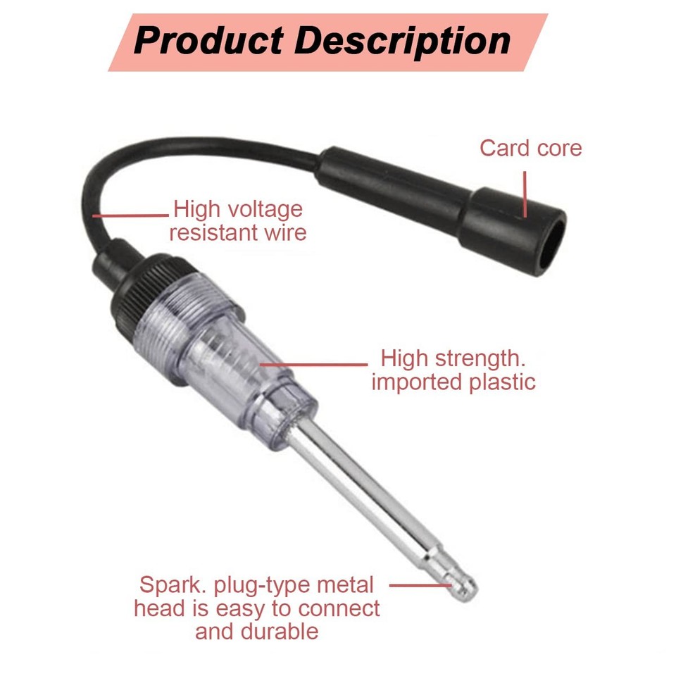Inline Spark Plug Tester, Straight Boot Engine Ignition Tester White ...