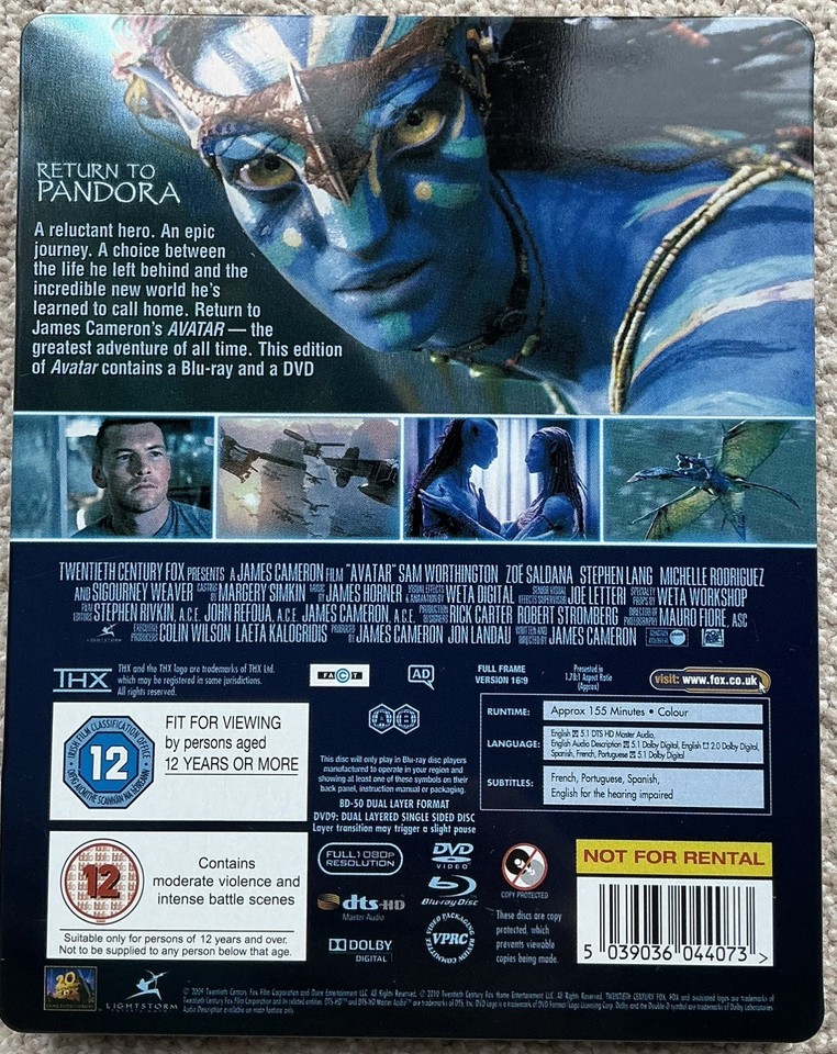 Avatar - Avatar: Uk Limited Edition Steelbook Blu-ray with Hologram ...