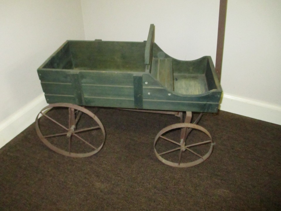 Vintage Child's Folk Art Wooden Wagon Primitive Toy 22"x 16"x 14 ...