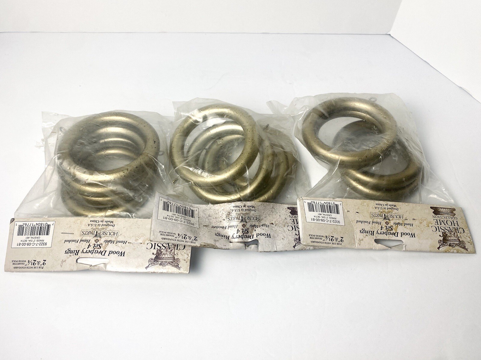 Classic Home Collection Drapery Curtain Rings Set 12 Wood 2" - 2.25 ...
