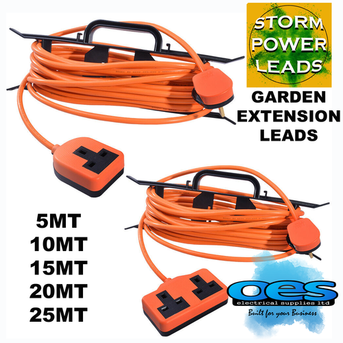 OUTDOOR GARDEN ORANGE EXTENSION LEAD ALL LENGTHS 1 GANG SOCKET & 2 GANG ...
