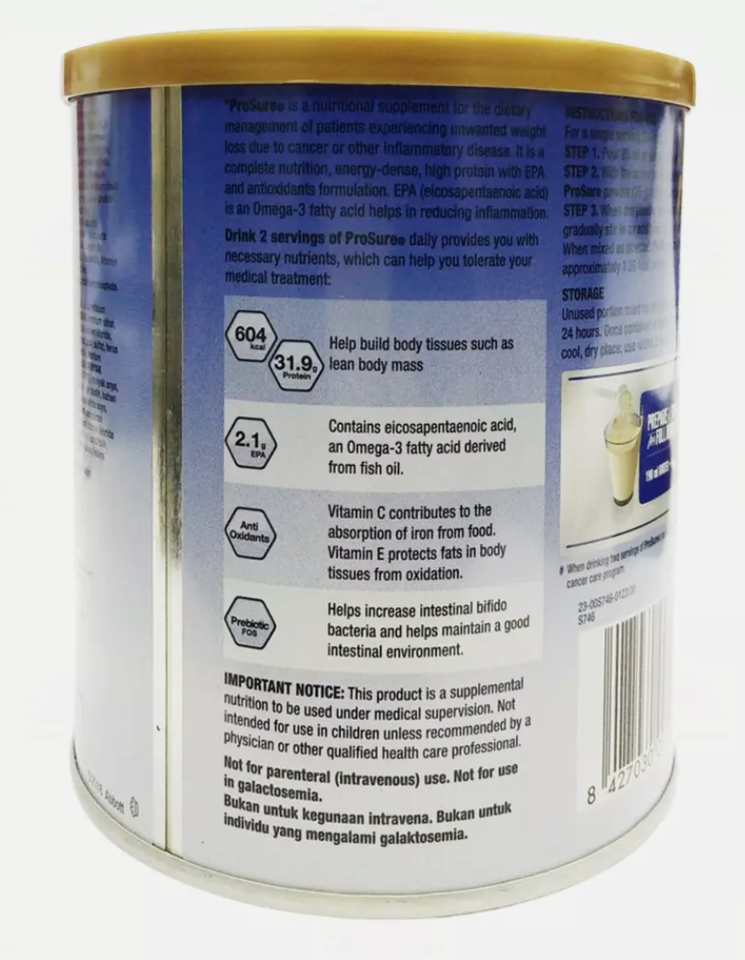4 Cans Abbott Pro Sure Milk High Protein, Prebiotic & EPA 380g Express ...